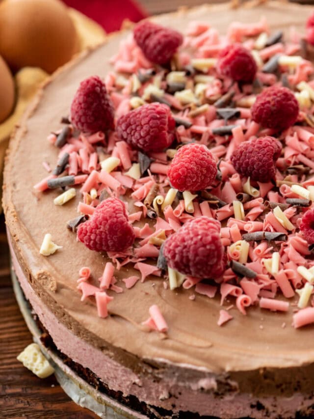 Chocolate Raspberry Mousse Cake - The Cookin Chicks